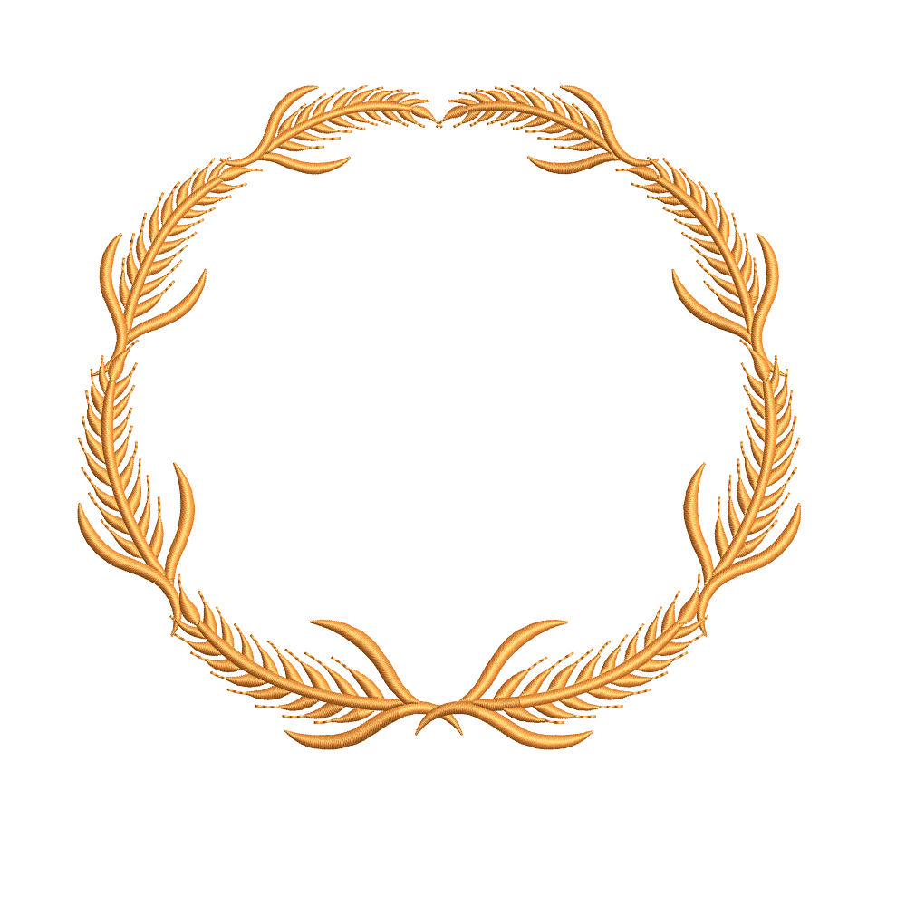 Wheat ear wreath embroidery design with classic motif embroidery ...