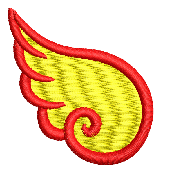Filled red-yellow spiral wing embroidery pattern and embroidery design ...