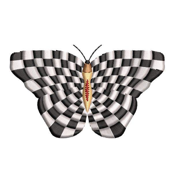 Checkered butterfly embroidery design and needlework artwork - KELEBEK12F