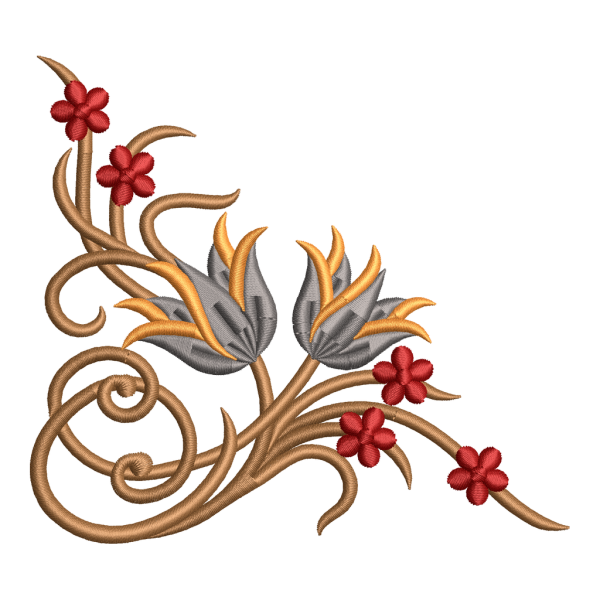 Maraş embroidery design and tulip embroidery with red floral ornament ...