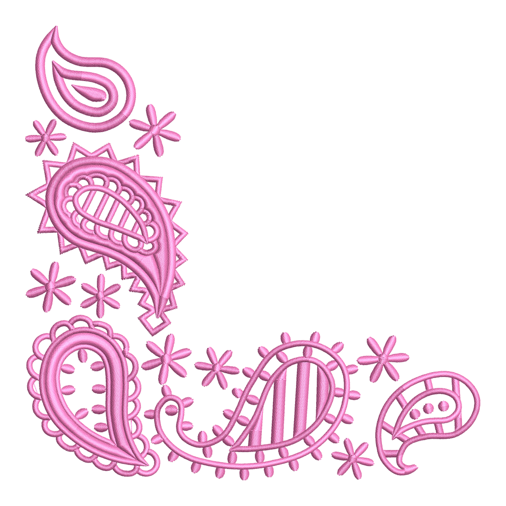 Maraş-style pink paisley corner embroidery design and ethnic embroidery ...