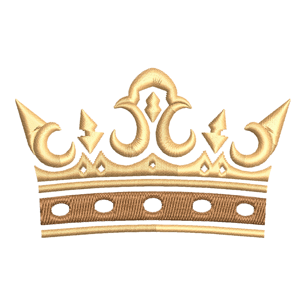 Golden crown embroidery design and ornamental embroidery artwork - TAC23F