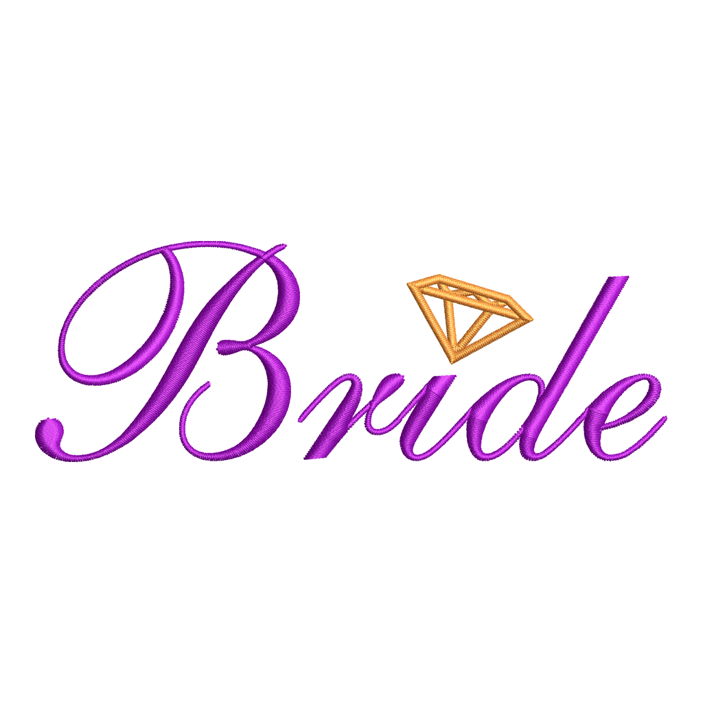 Bride text embroidery design and wedding-themed embroidery artwork - YAZI3F